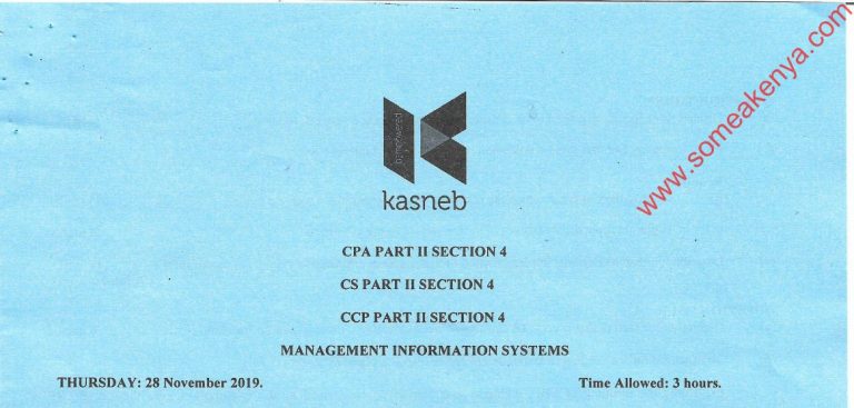 Management Information Systems November 2019 Past Paper – KASNEB CPA ...