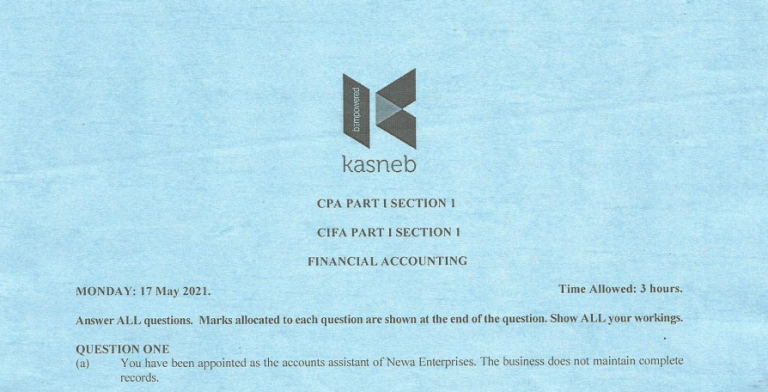Financial Accounting Examination Question Paper – May 2021 KASNEB ...
