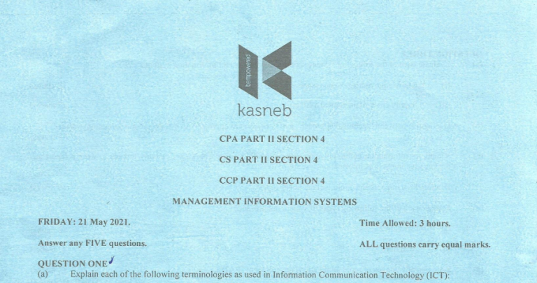 Management Information Systems May 2021 Past Paper – KASNEB CPA| ATD ...