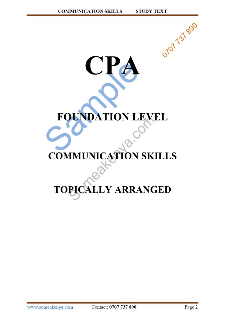 Communication skills new revised notes CPA KASNEB – KASNEB CPA| ATD| CS ...