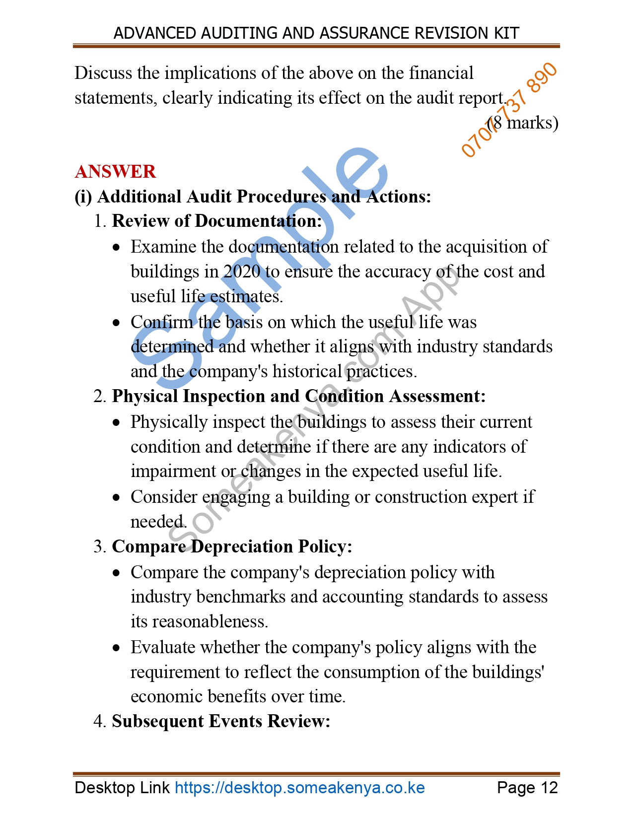 Advanced Auditing and Assurance Revision Kit – KASNEB CPA| ATD| CS| CCP ...