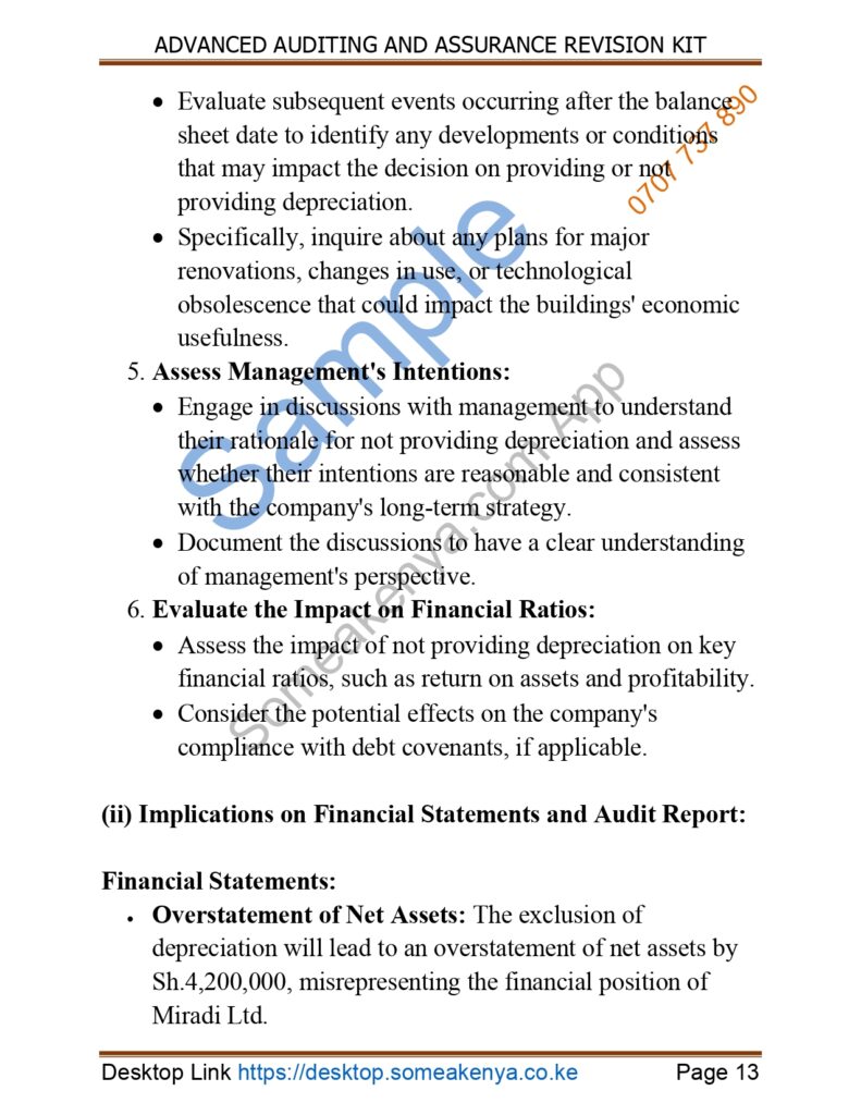 Advanced Auditing and Assurance Revision Kit – KASNEB CPA| ATD| CS| CCP ...