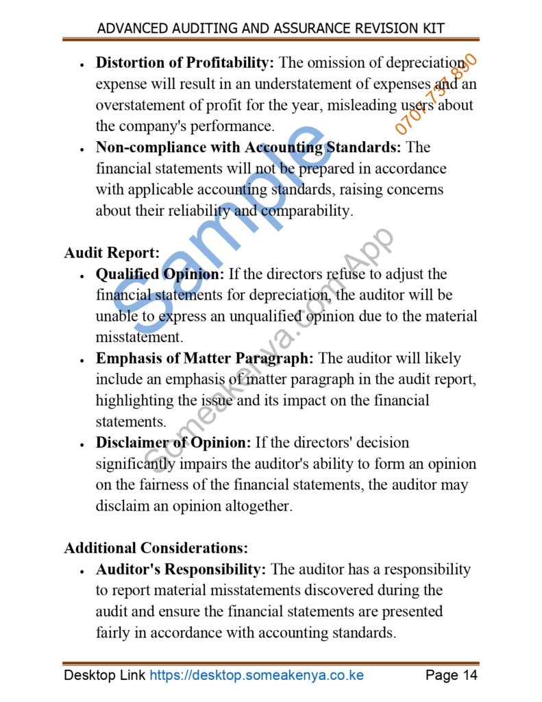 Advanced Auditing and Assurance Revision Kit – KASNEB CPA| ATD| CS| CCP ...