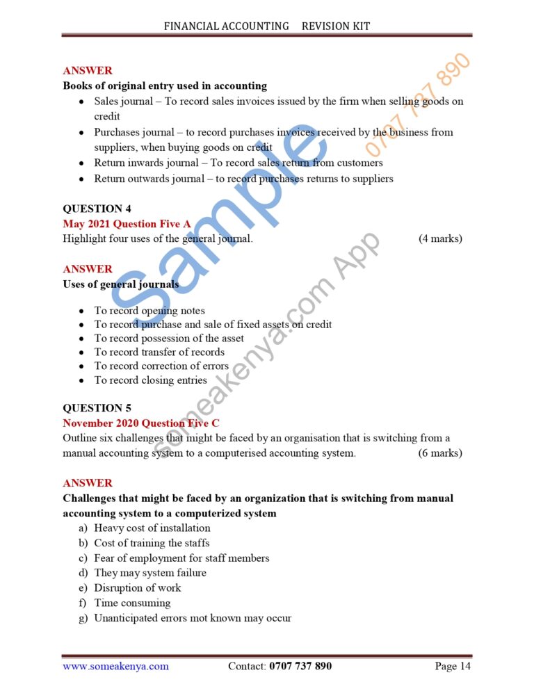 Financial Accounting Revision Kit – KASNEB CPA| ATD| CS| CCP| CIFA ...