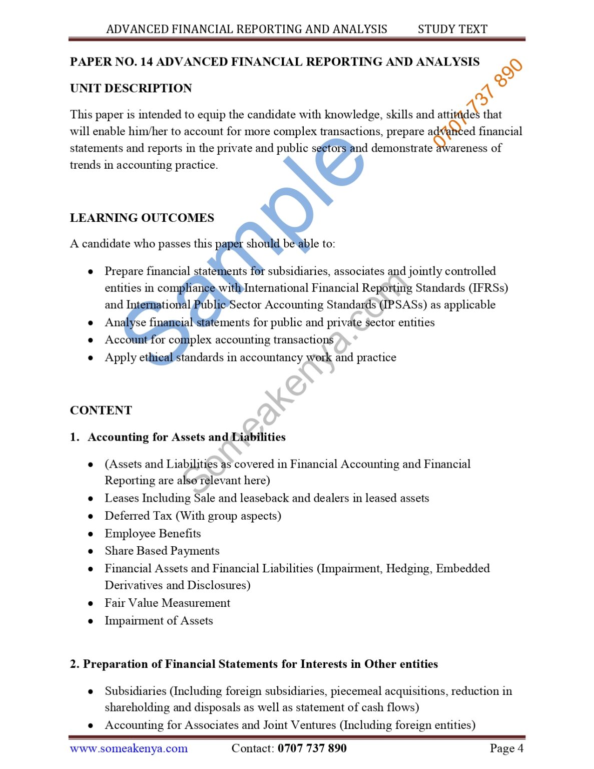Advanced Financial Reporting and Analysis notes – KASNEB CPA| ATD| CS ...