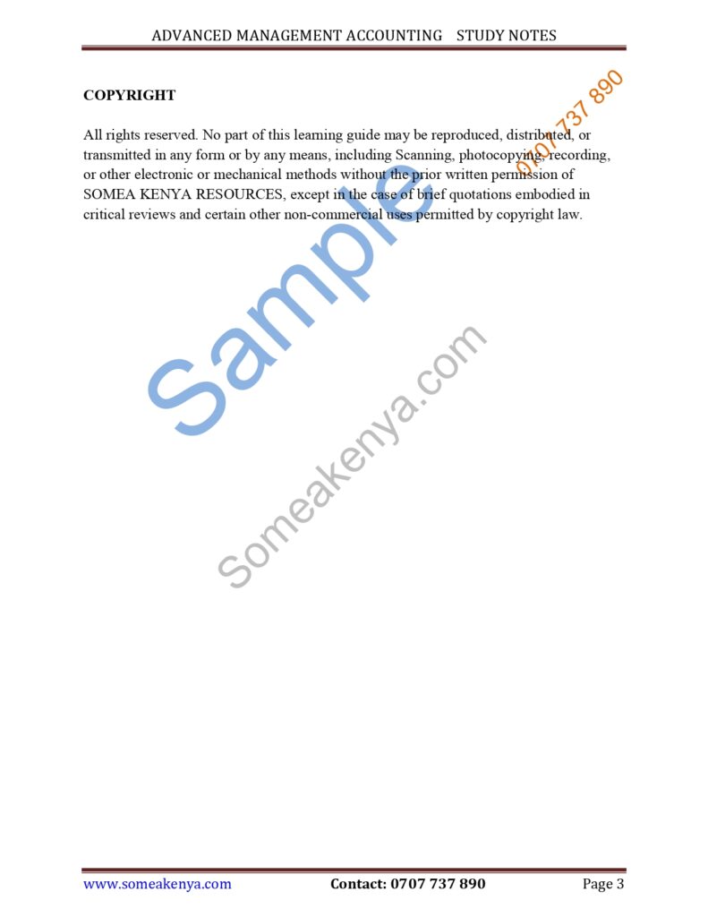 Advanced Management Accounting notes CPA – KASNEB CPA| ATD| CS| CCP ...