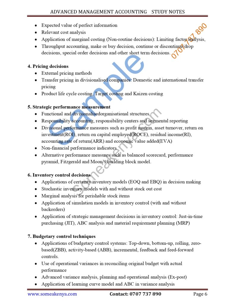 Advanced Management Accounting notes CPA – KASNEB CPA| ATD| CS| CCP ...