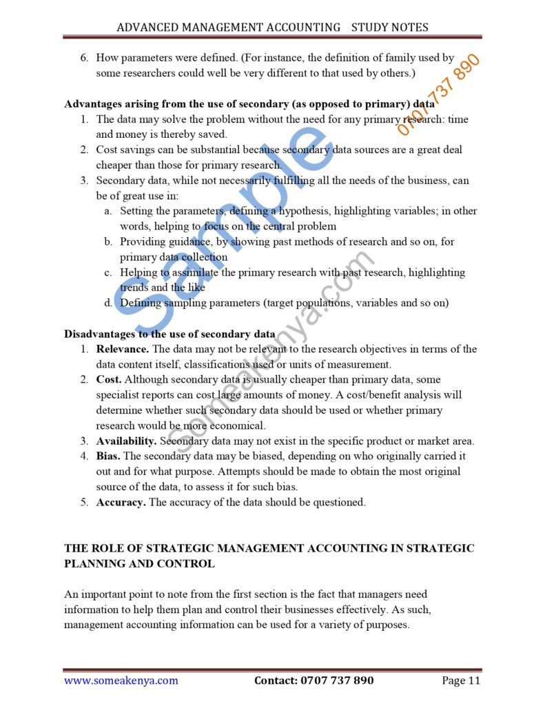 Advanced Management Accounting notes CPA – KASNEB CPA| ATD| CS| CCP ...