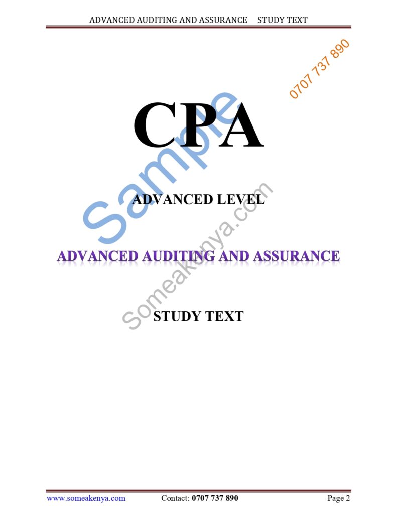 Advanced Auditing and Assurance KASNEB CPA notes – KASNEB CPA| ATD| CS ...