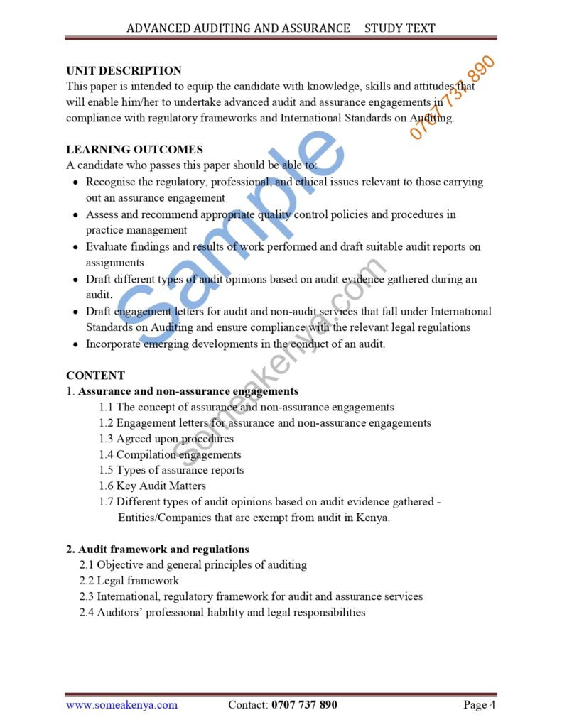 Advanced Auditing and Assurance KASNEB CPA notes – KASNEB CPA| ATD| CS ...