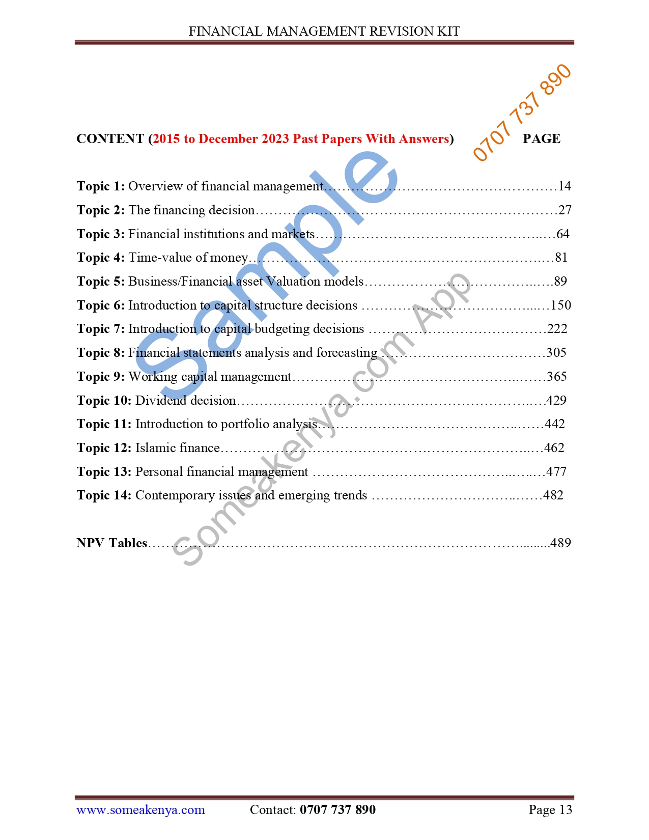 Financial Management Revision Kit | KASNEB CPA| ATD| CS| CCP| CIFA ...