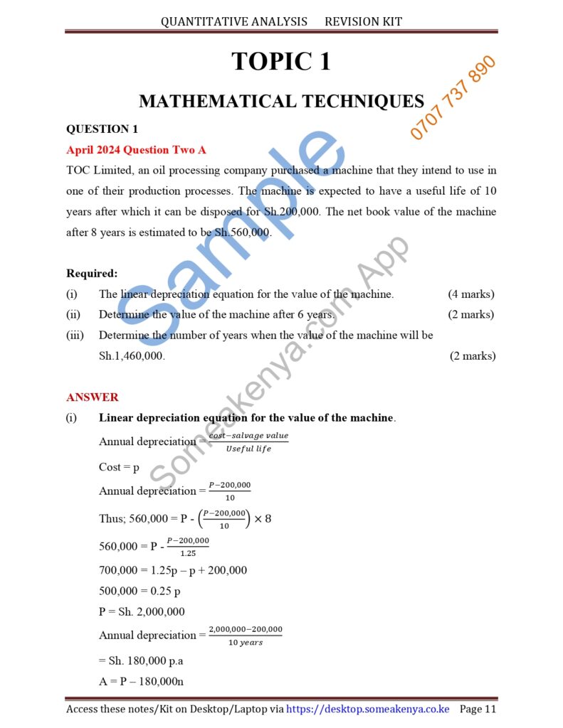 Quantitative Analysis Revision Kit – KASNEB CPA| ATD| CS| CCP| CIFA ...