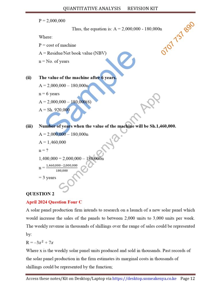 Quantitative Analysis Revision Kit – KASNEB CPA| ATD| CS| CCP| CIFA ...