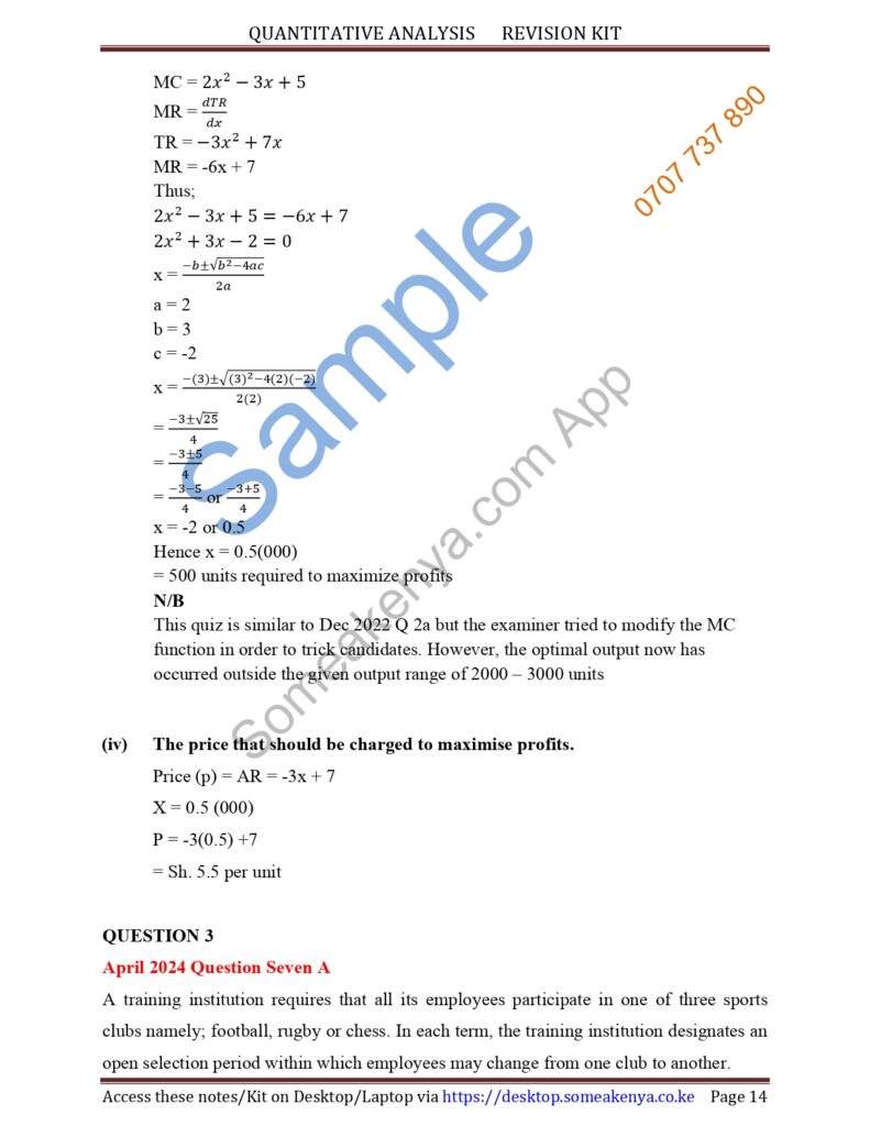 Quantitative Analysis Revision Kit – KASNEB CPA| ATD| CS| CCP| CIFA ...