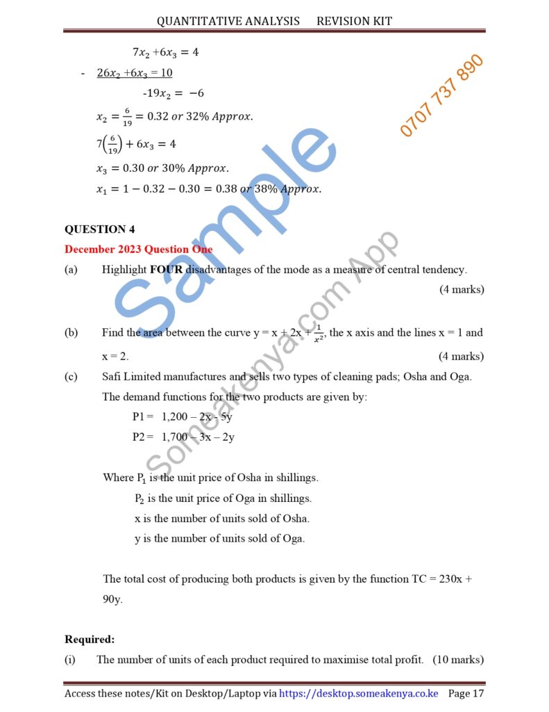 Quantitative Analysis Revision Kit – KASNEB CPA| ATD| CS| CCP| CIFA ...