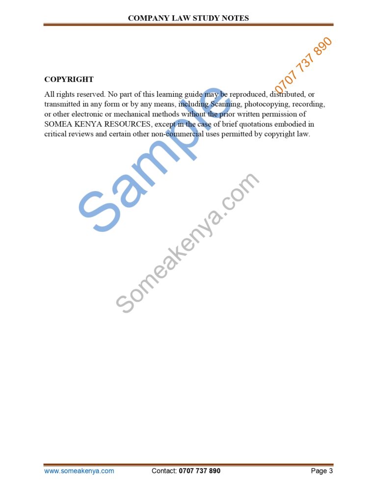 Company Law new Revised CPA notes – KASNEB CPA| ATD| CS| CCP| CIFA ...