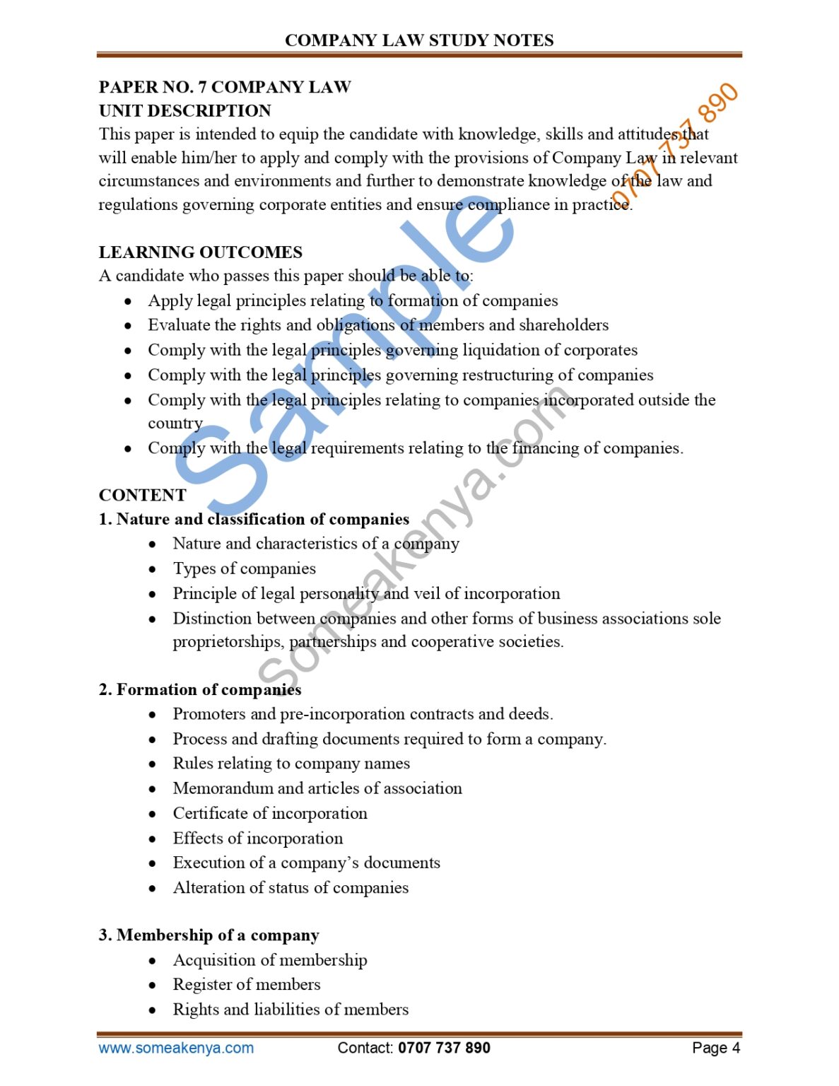 Company Law new Revised CPA notes – KASNEB CPA| ATD| CS| CCP| CIFA ...
