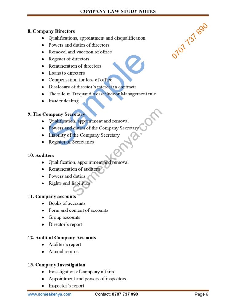 Company Law new Revised CPA notes – KASNEB CPA| ATD| CS| CCP| CIFA ...