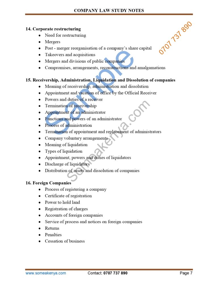 Company Law new Revised CPA notes – KASNEB CPA| ATD| CS| CCP| CIFA ...