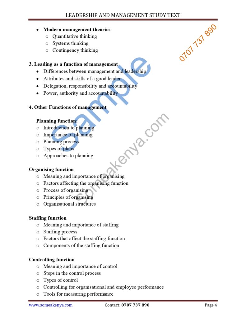 Leadership and Management New Revised Syllabus CPA CCP CIFA KASNEB ...