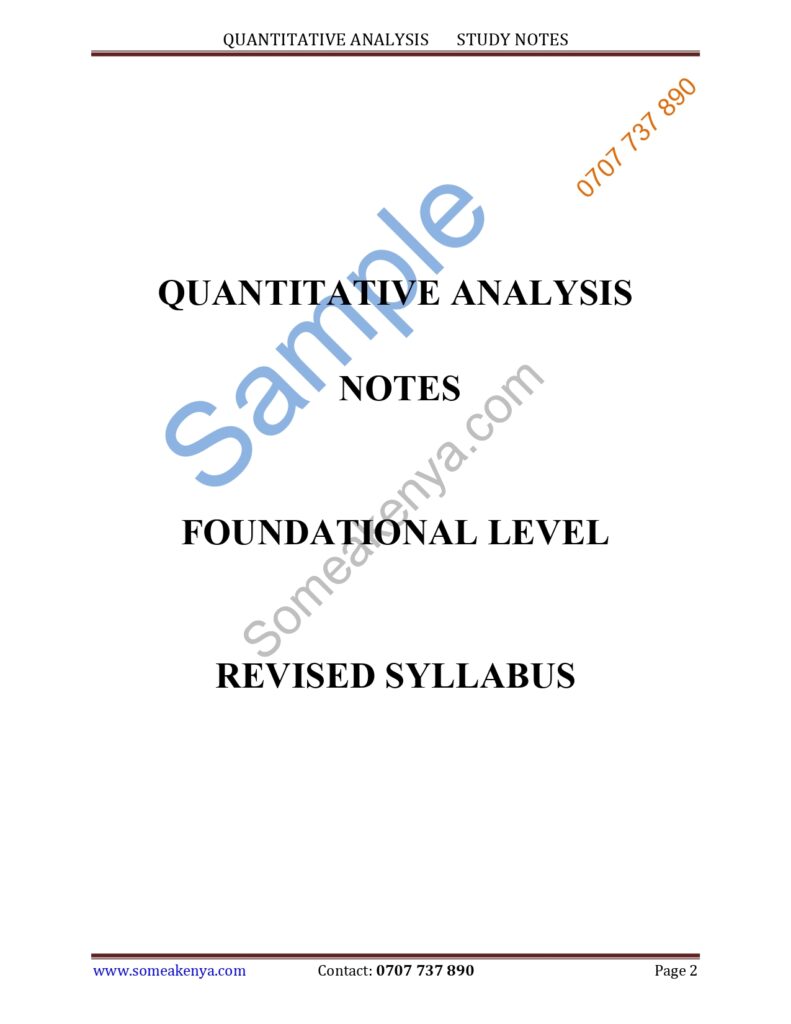 Quantitative Analysis (QA) new Revised CPA CIFA KASNEB notes – KASNEB ...