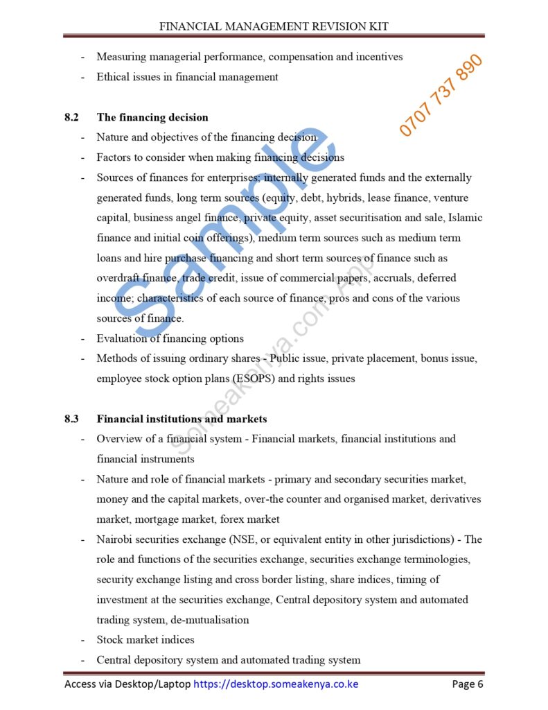 Financial Management Revision Kit – KASNEB CPA| ATD| CS| CCP| CIFA ...