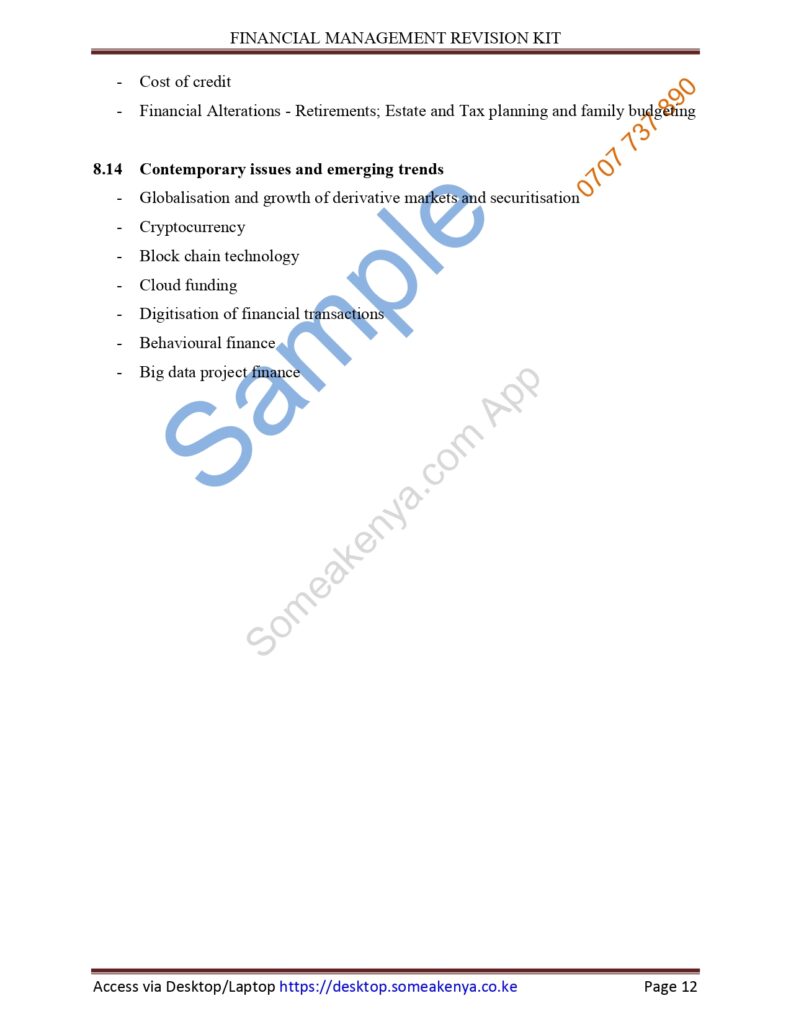 Financial Management Revision Kit – KASNEB CPA| ATD| CS| CCP| CIFA ...