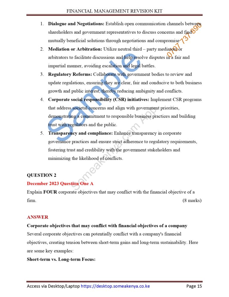 Financial Management Revision Kit – KASNEB CPA| ATD| CS| CCP| CIFA ...