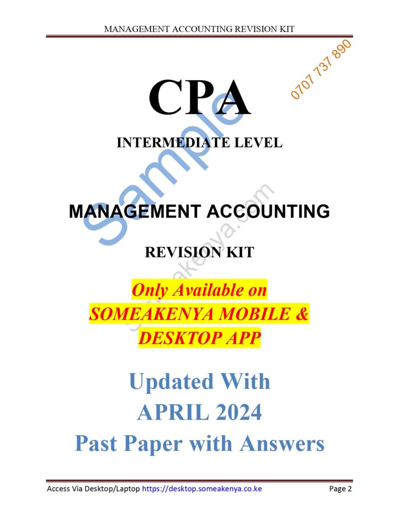 Management Accounting Revision Kit – KASNEB CPA| ATD| CS| CCP| CIFA ...