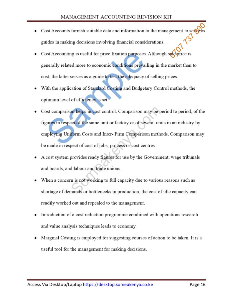 Management Accounting Revision Kit – KASNEB CPA| ATD| CS| CCP| CIFA ...