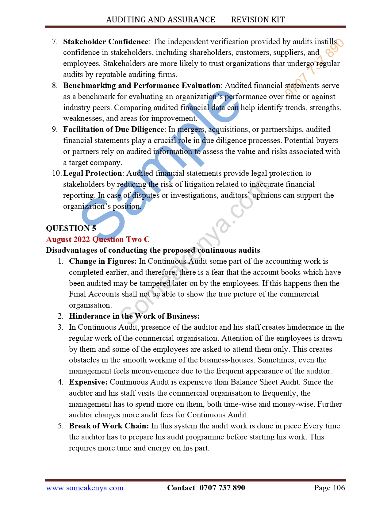 Auditing and Assurance Revision Kit Hardcopy – KASNEB CPA| ATD| CS| CCP ...