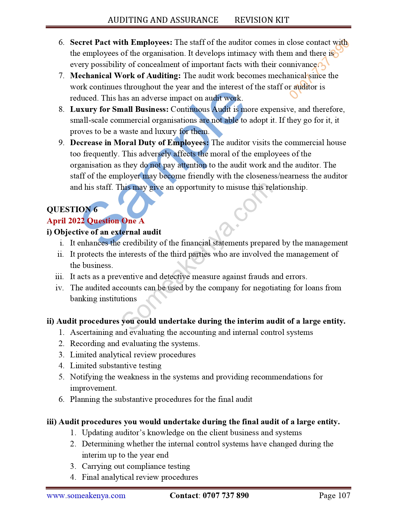 Auditing and Assurance Revision Kit Hardcopy – KASNEB CPA| ATD| CS| CCP ...