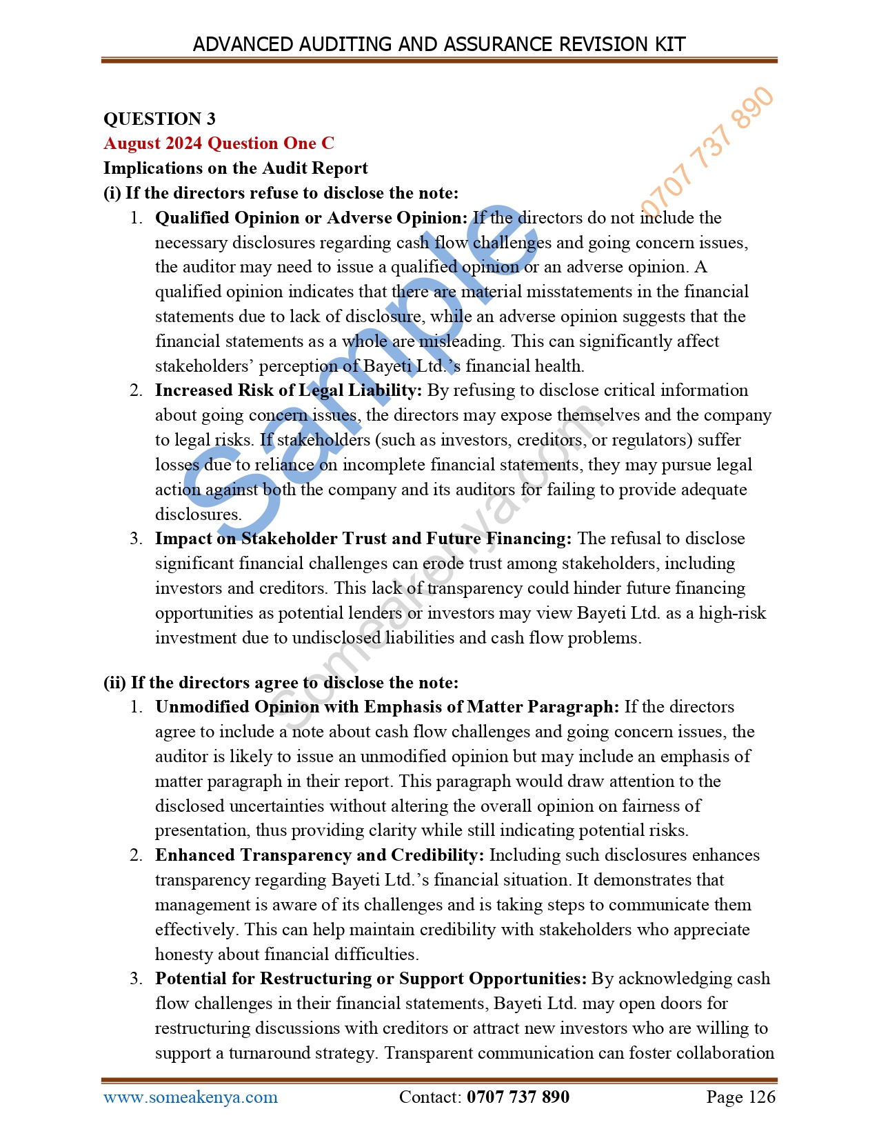 Advanced Auditing and Assurance Revision Kit Hardcopy – KASNEB CPA| ATD ...