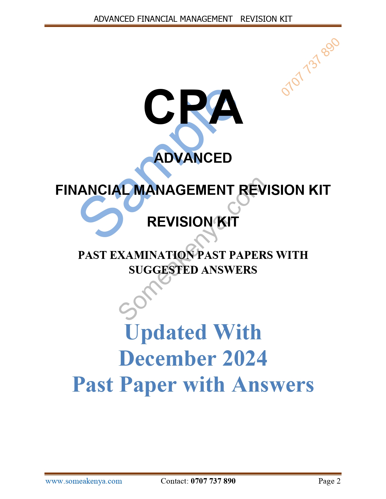 Advanced Financial Management (AFM) Revision Kit Hardcopy – KASNEB CPA ...