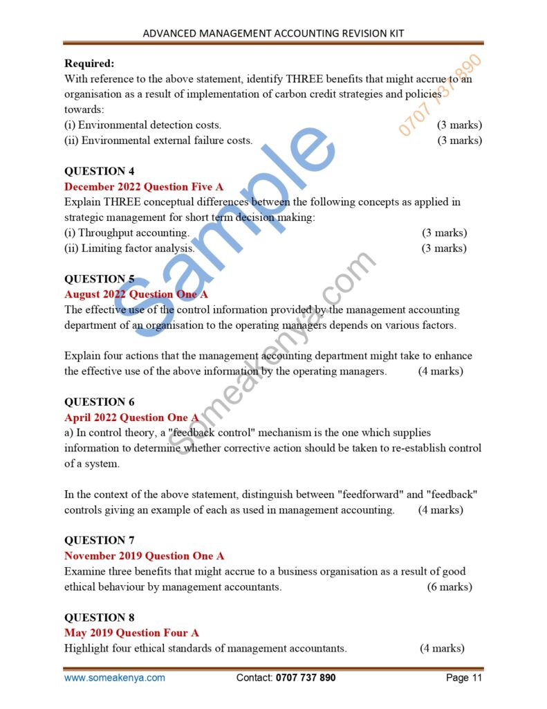 Advanced Management Accounting (AMA) Revision Kit Hardcopy – KASNEB CPA ...