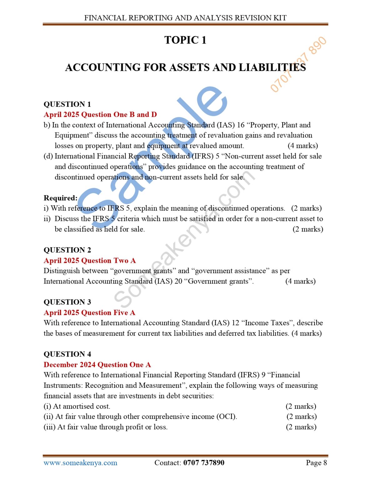 Financial Reporting and Analysis(FRA) Revision Kit Hardcopy – KASNEB ...
