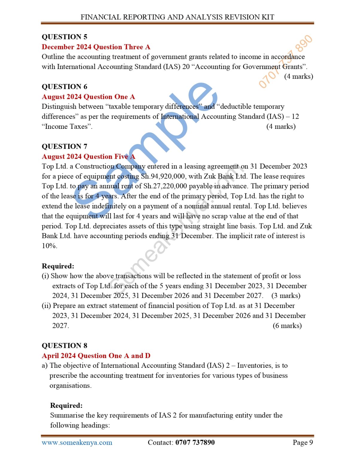 Financial Reporting and Analysis(FRA) Revision Kit Hardcopy – KASNEB ...