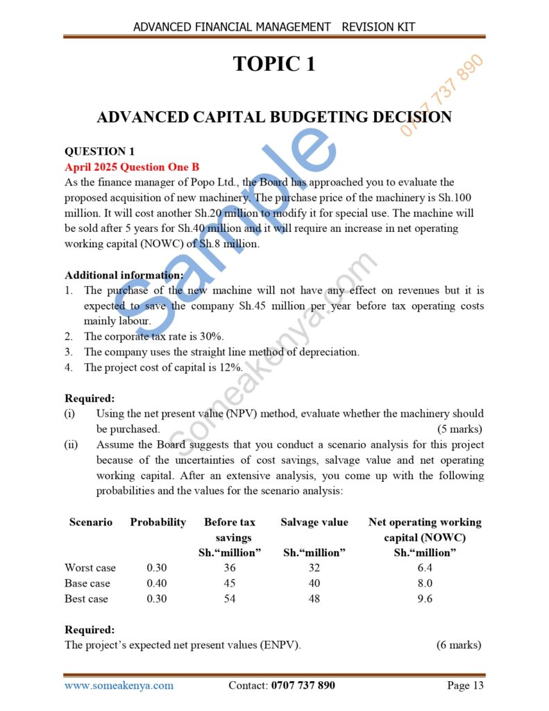 Advanced Financial Management (AFM) Revision Kit Hardcopy – KASNEB CPA ...