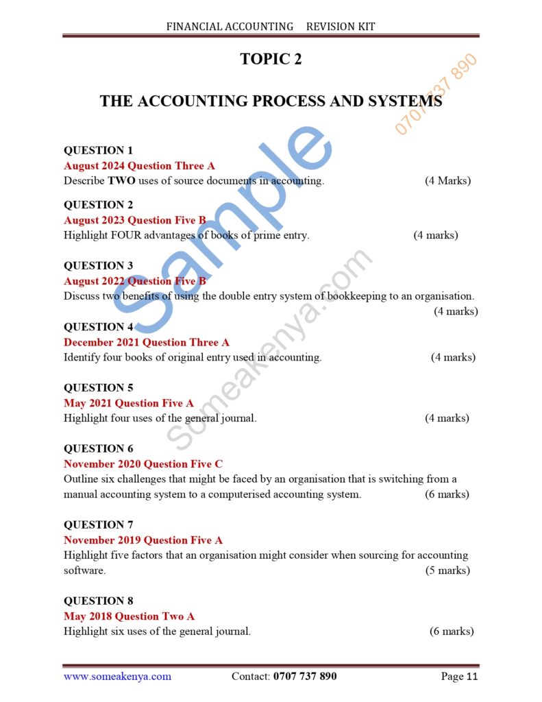 Financial Accounting Revision Kit Hardcopy – KASNEB CPA| ATD| CS| CCP ...