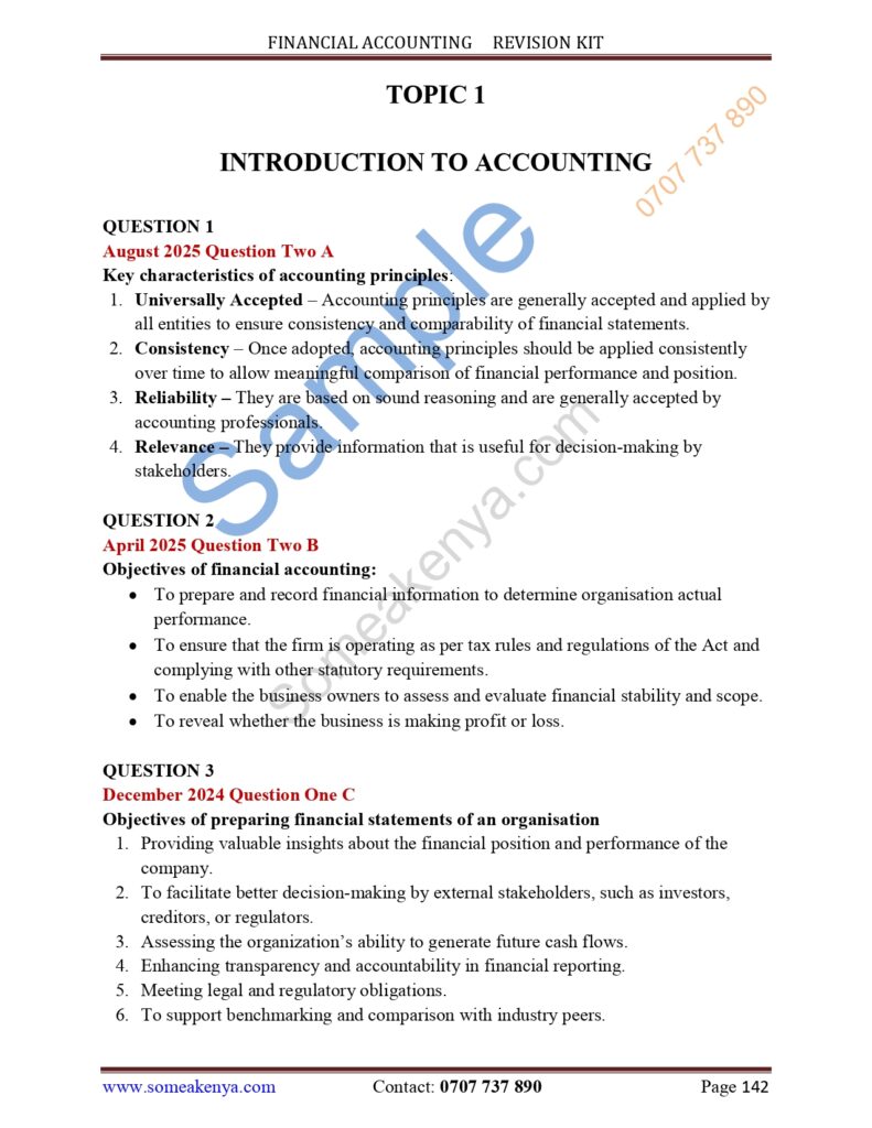 Financial Accounting Revision Kit Hardcopy – KASNEB CPA| ATD| CS| CCP ...
