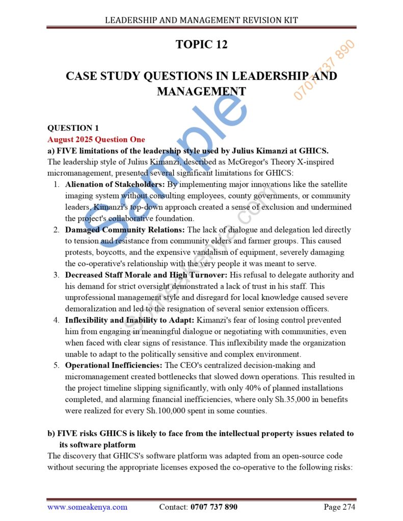 Leadership and Management Revision Kit Hardcopy – KASNEB CPA| ATD| CS ...